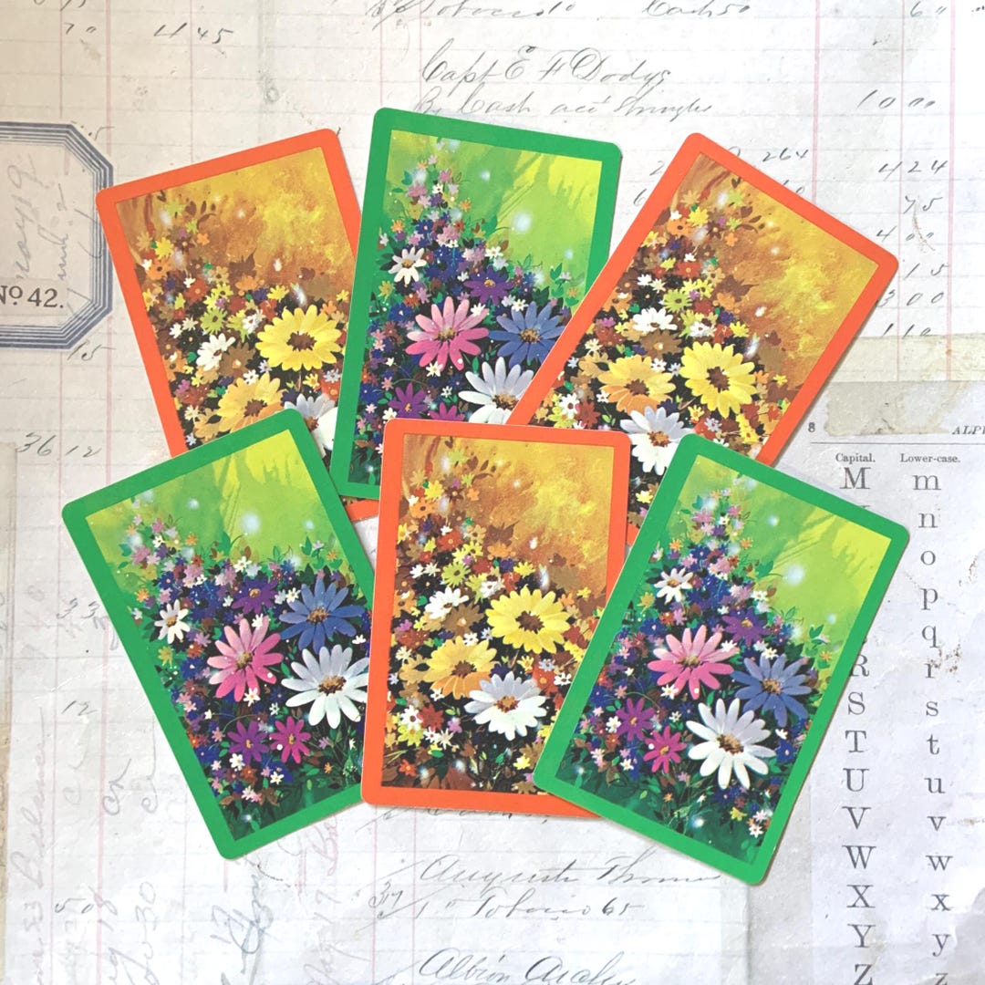 Daisy Cards / 6 Vintage Mod Daisy Playing Cards Pink, Purple, Orange ...
