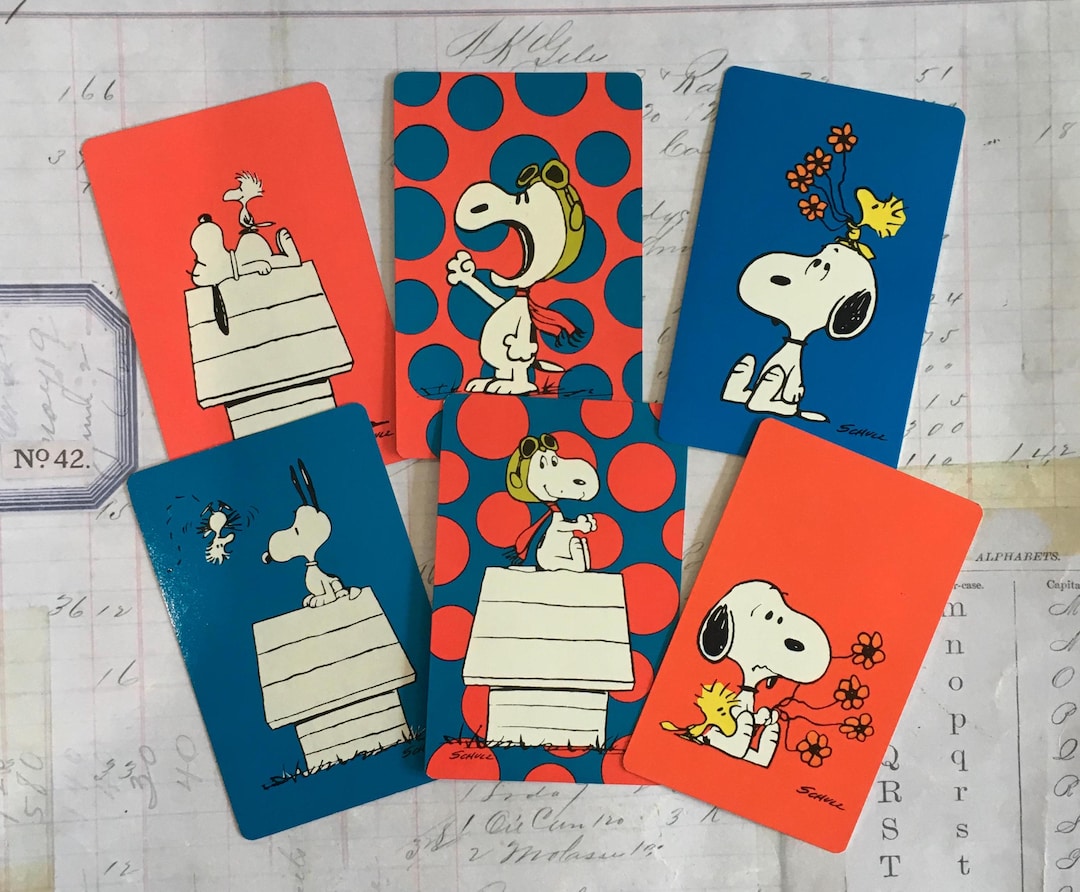 Snoopy Cards / 6 Vintage Snoopy Playing Cards JOKERS Great for Journals ...