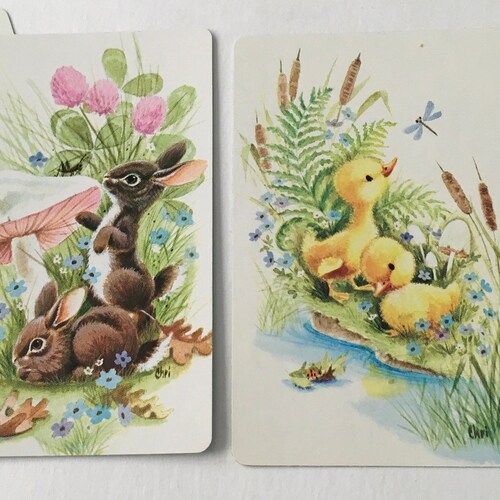 Rabbit Cards / 2 Vintage Rabbit Playing Cards Great for Mixed - Etsy