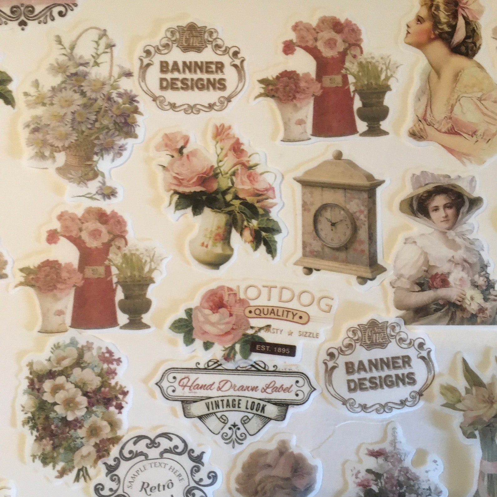 Sticker Pack / 60 Pc. Vintage Style Victorian Stickers Shabby Chic ...