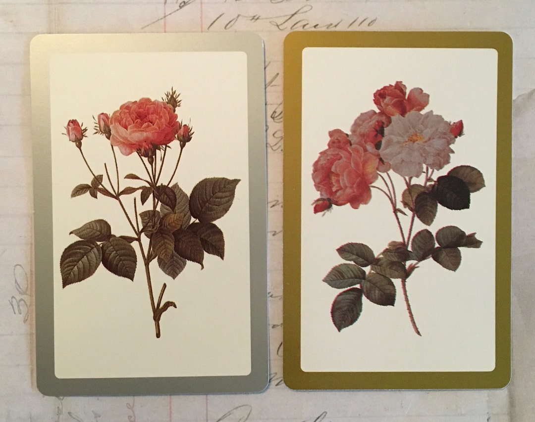 Rose Cards / 2 Vintage Roses Floral Playing Cards -- Great for Mixed ...