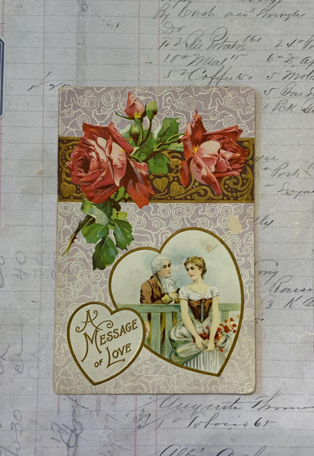 Valentine Postcard / Antique Embossed Valentine Postcard Roses A ...