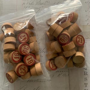 BINGO Numbers / 35 Vintage Red Bingo Game Pieces -- De-stash Game ...