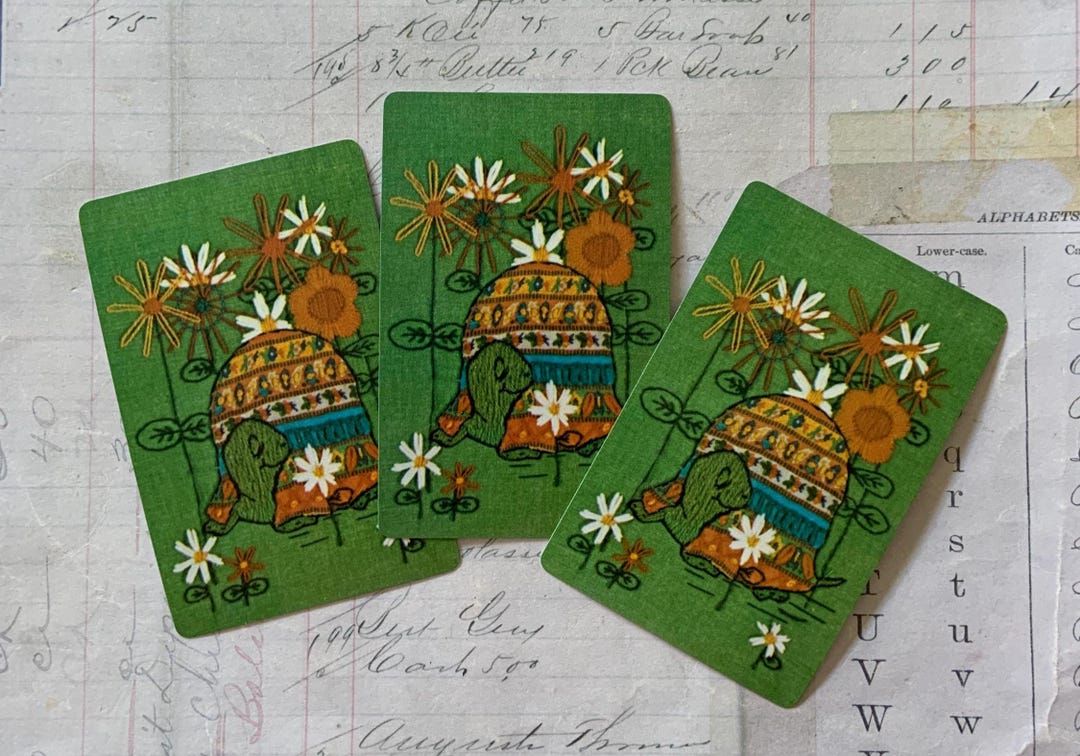 Tortoise Cards / 3 Vintage Cute Mod Turtle Tortoise Cards -- Great for ...