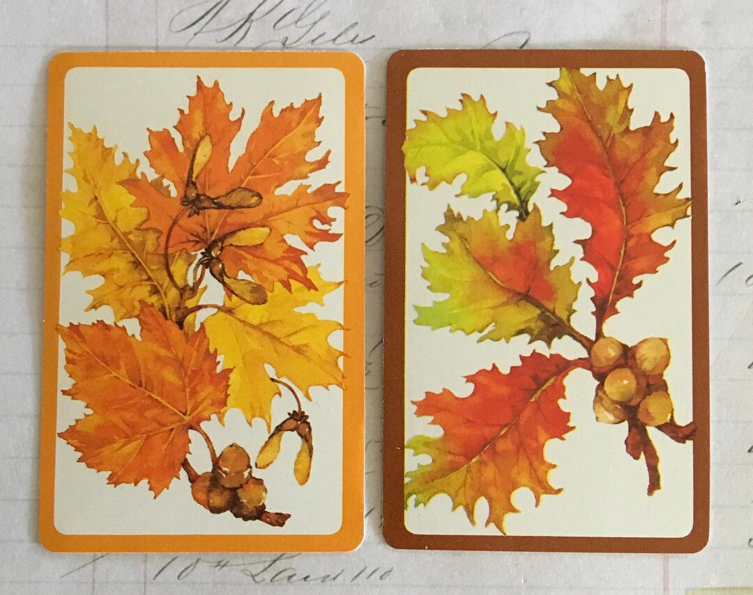 Fall Swap Cards / 2 Vintage FALL LEAVES Playing Cards Great for Mixed ...