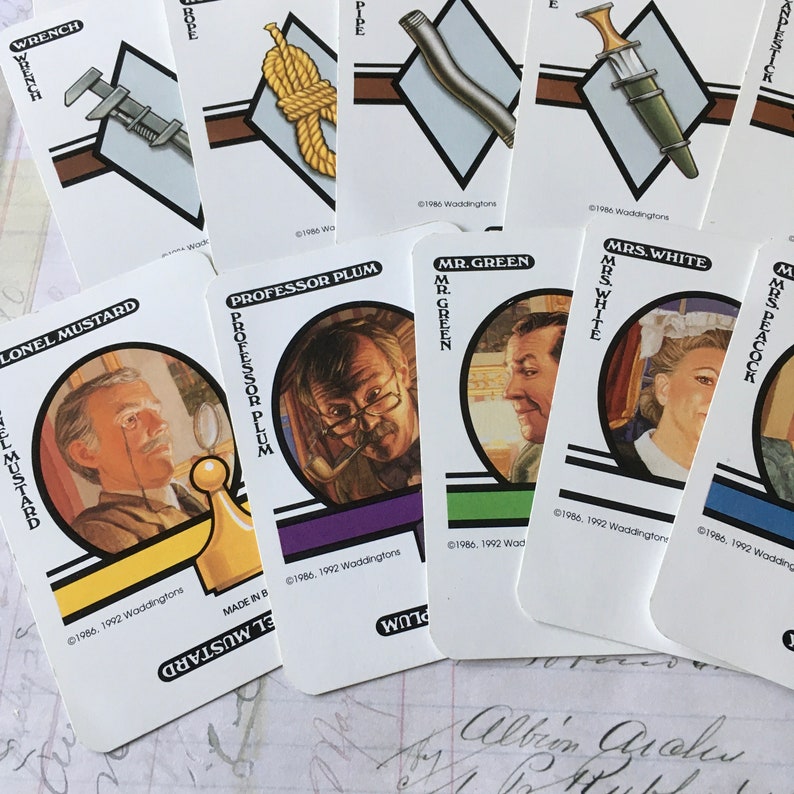 CLUE Cards / 21 Vintage Clue Game Cards Great for Altered Art - Etsy