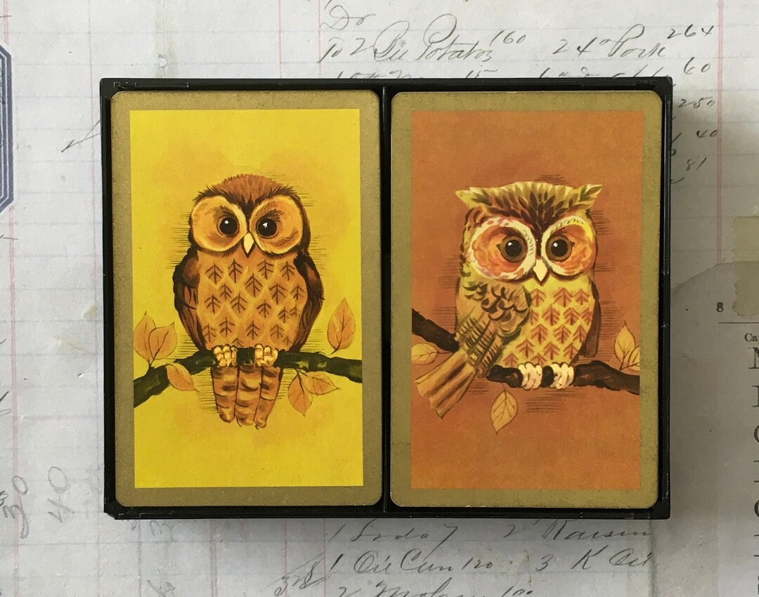 Owl Cards / Vintage CUTE OWL Playing Cards Double Deck by - Etsy