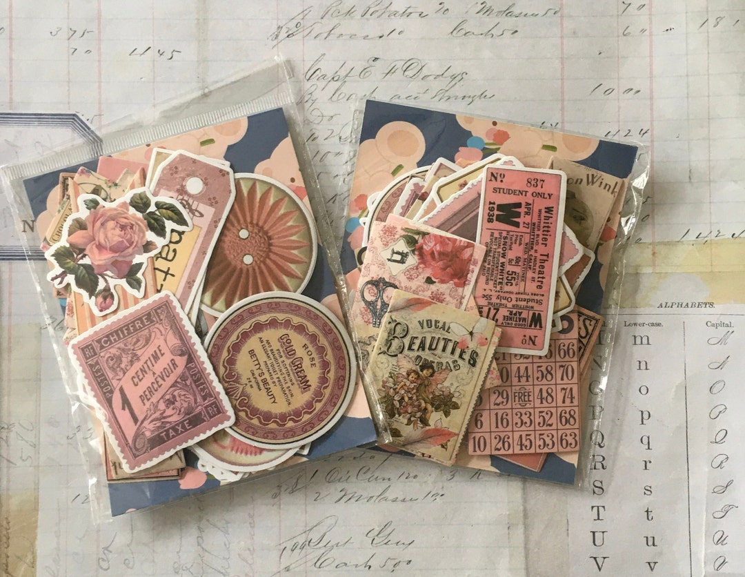 Pink Scrap Pack / 45 Pc. Vintage Like Pink Scrap Pack Sticker Kit Great ...
