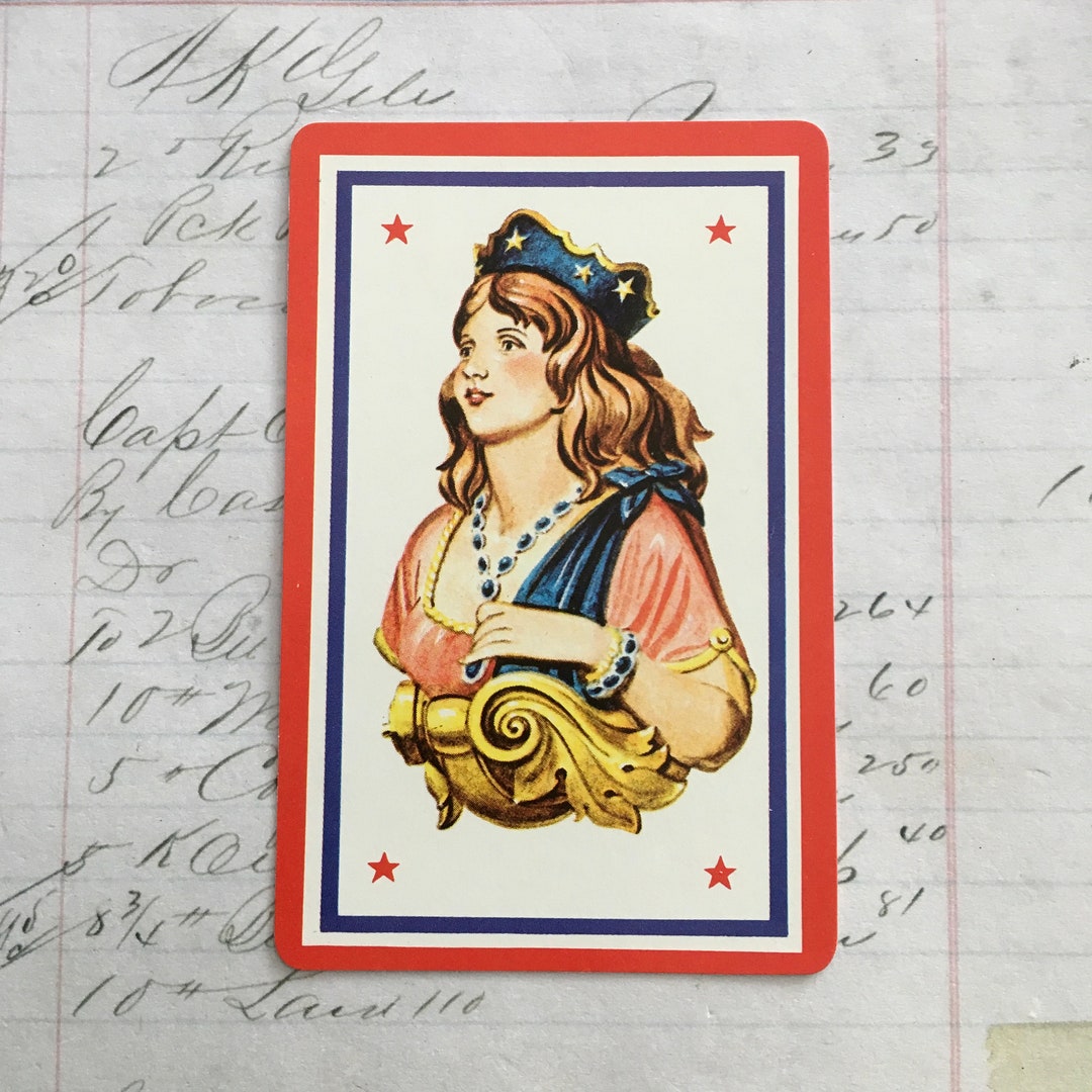 Woman Card / 1 Vintage Woman Playing Card Patriotic Card -- Great for ...