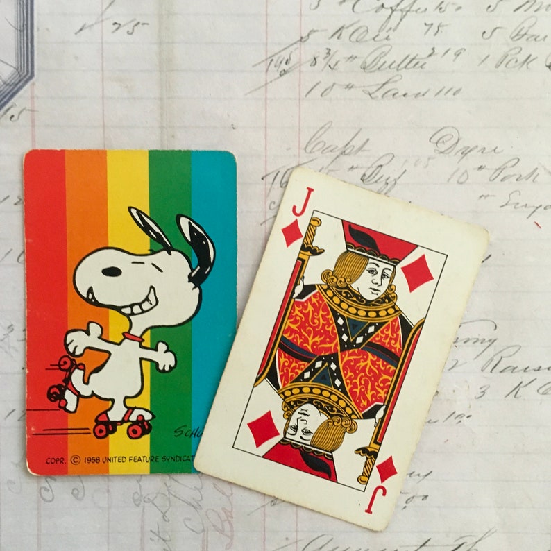 Snoopy Cards / 2 Vintage Snoopy & Woodstock Playing Cards by | Etsy