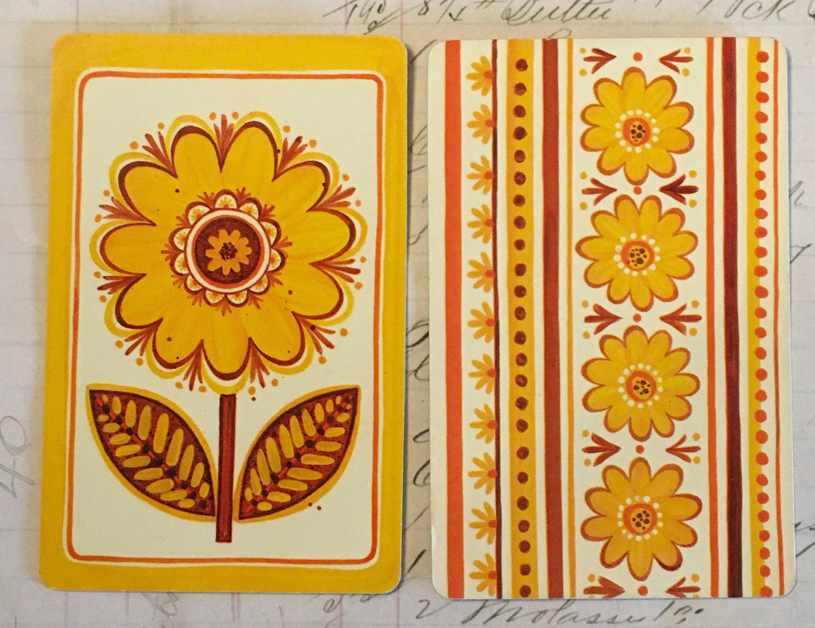 Daisy Cards / 2 Vintage Retro Daisy Cards Cute Single Cards --great for ...