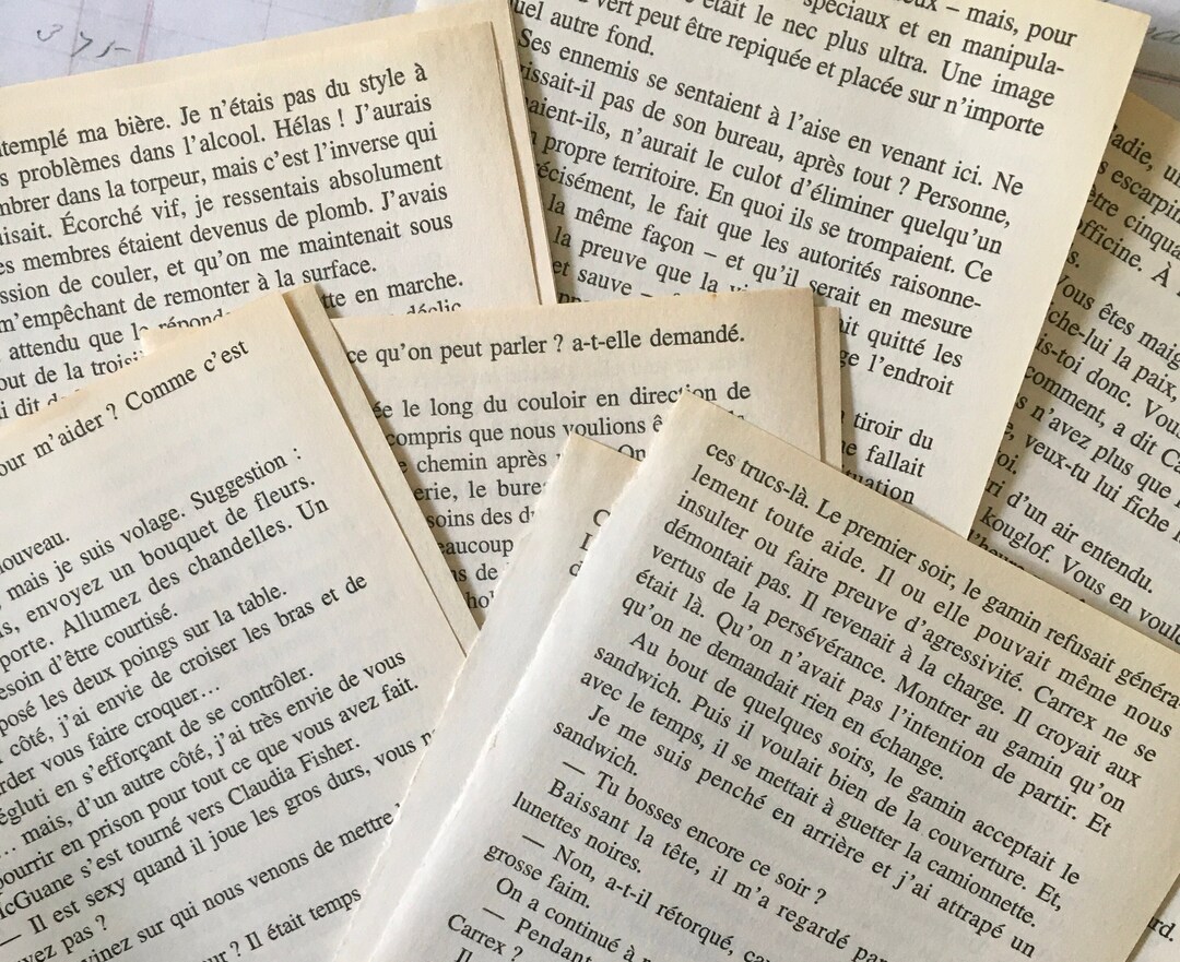 French Book Pages / 25 French Novel Book Pages Ephemera -- Great for ...