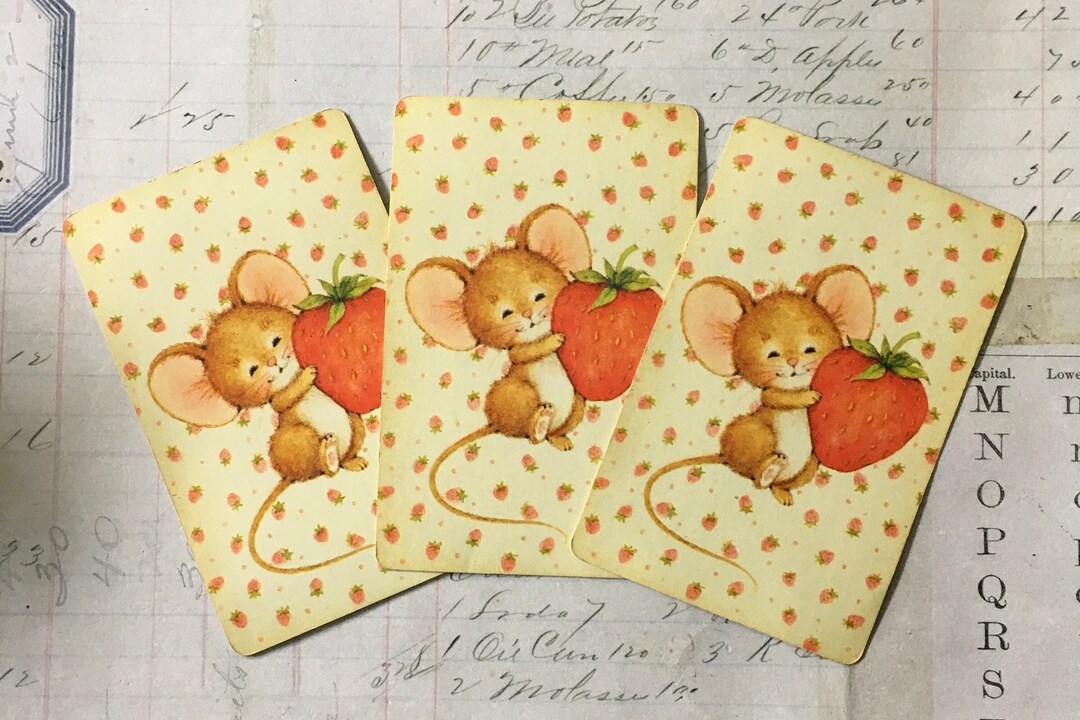 MOUSE CARDS / 3 Vintage Cute Mouse Playing Cards Great for Mixed ...