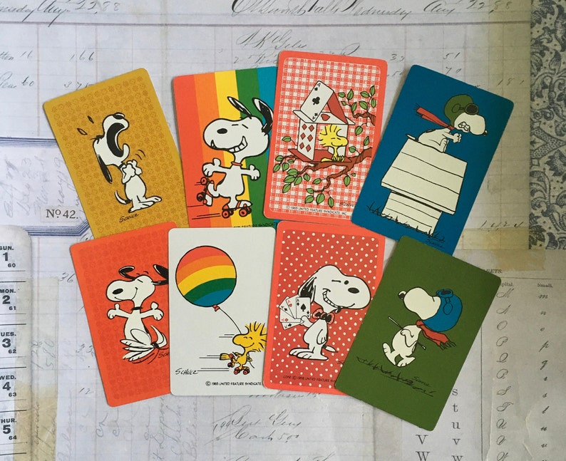 Snoopy Cards / 8 Vintage Snoopy Playing Cards by Hallmark Great for ...