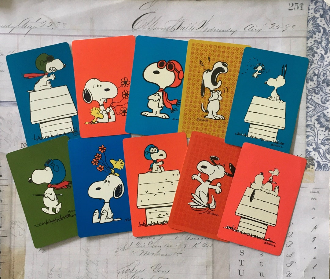 Snoopy Cards / 10 Vintage Snoopy Playing Cards by Hallmark Great for Journals, Smash Books ...