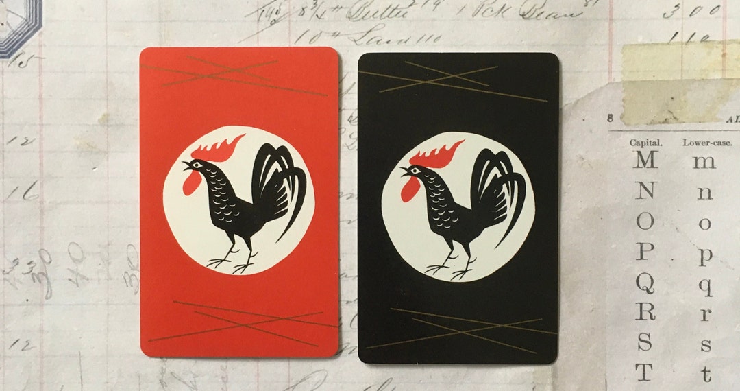 Rooster Swap Cards / 2 Vintage Mod Rooster Playing Cards Great - Etsy