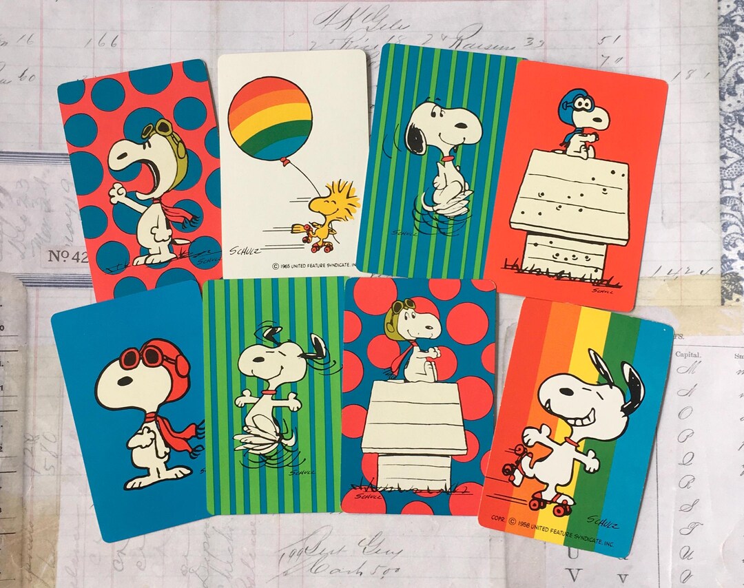 Snoopy Cards / 8 Vintage Snoopy Playing Cards by Hallmark Great for ...