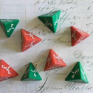Pyramid Dice / 8 Pyramid Red & Green Number Dice Great for Crafts ...