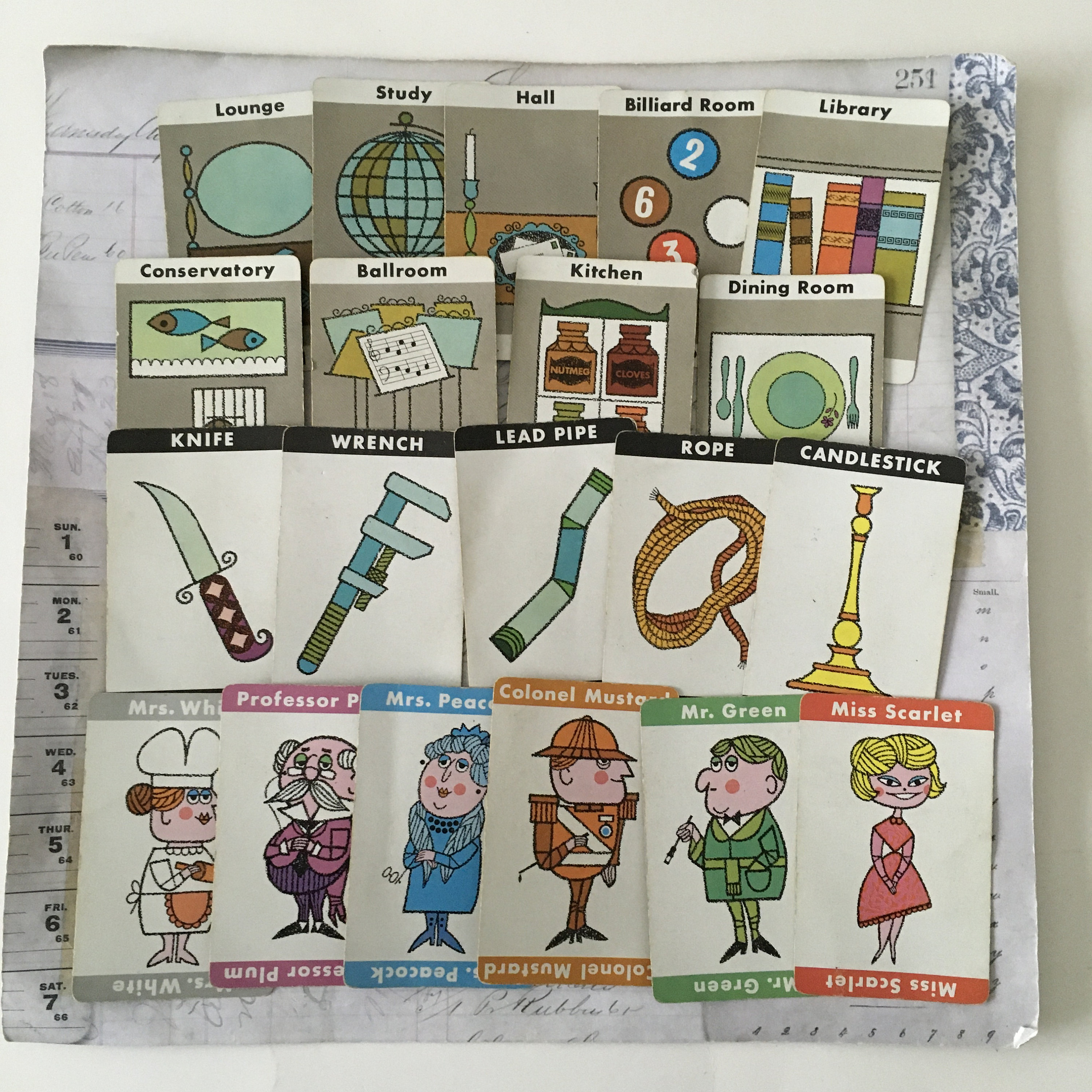 Clue Game Piece Cards