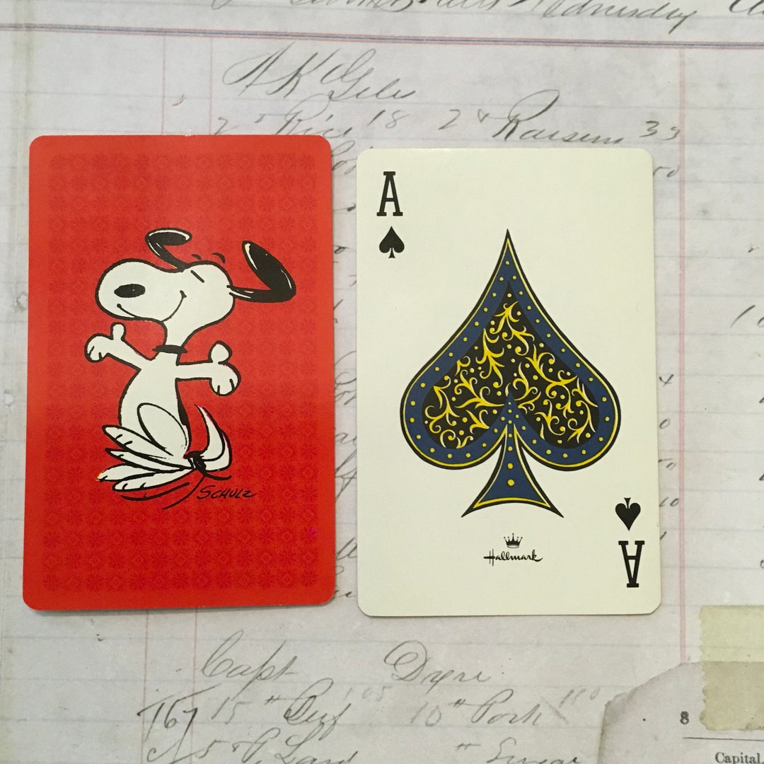 Snoopy Cards / 2 Vintage Snoopy Playing Cards ACE of SPADES by Hallmark ...