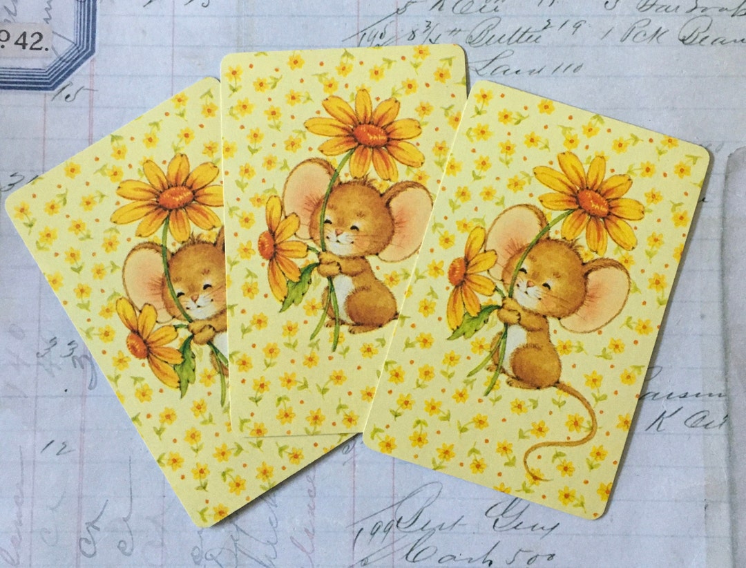 MOUSE CARDS / 3 Vintage Cute Mouse Playing Cards Great for Mixed ...