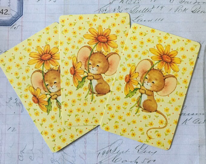 MOUSE CARDS / 3 Vintage Cute Mouse Playing Cards Great for Mixed ...