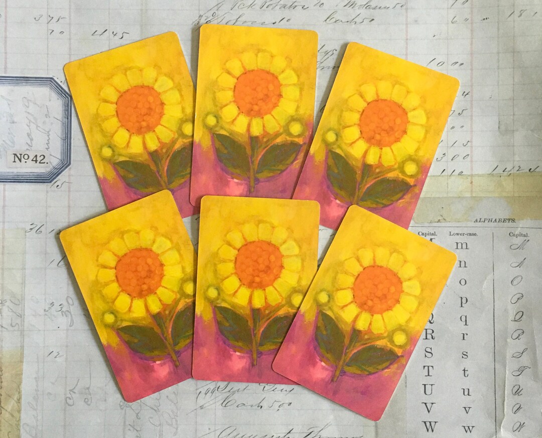 Mod Cards / 6 Single Flower Playing Cards Great for Journals, Cards ...