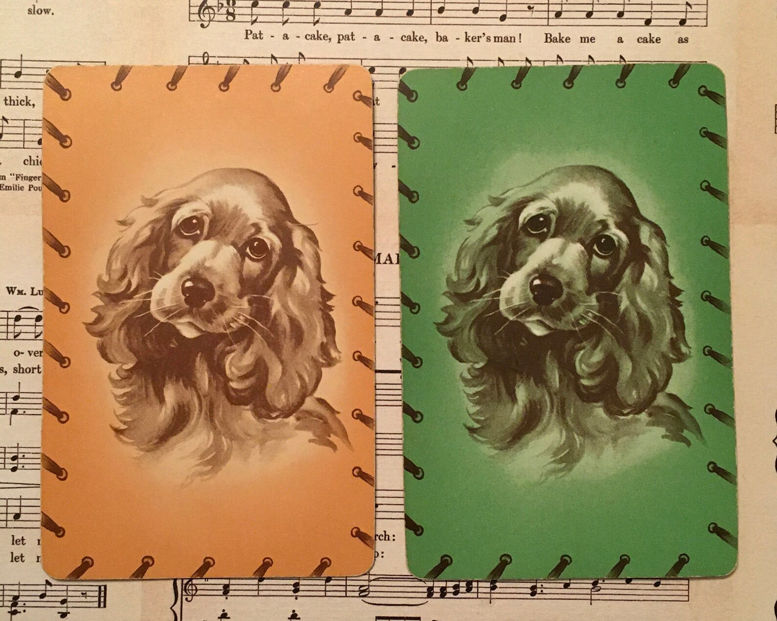 DOG Swap Cards / 2 Vintage Puppy Dog Playing Cards Great for Mixed ...