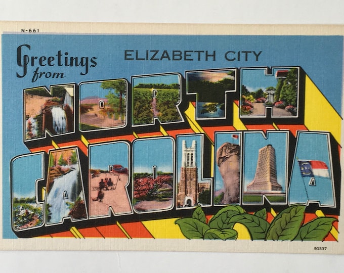 North Carolina POSTCARD / Vintage Greetings From ELIZABETH CITY North ...