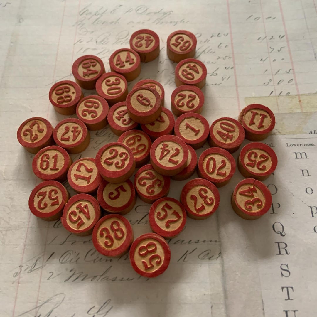 BINGO Numbers / 35 Vintage Red Bingo Game Pieces -- De-stash Game ...