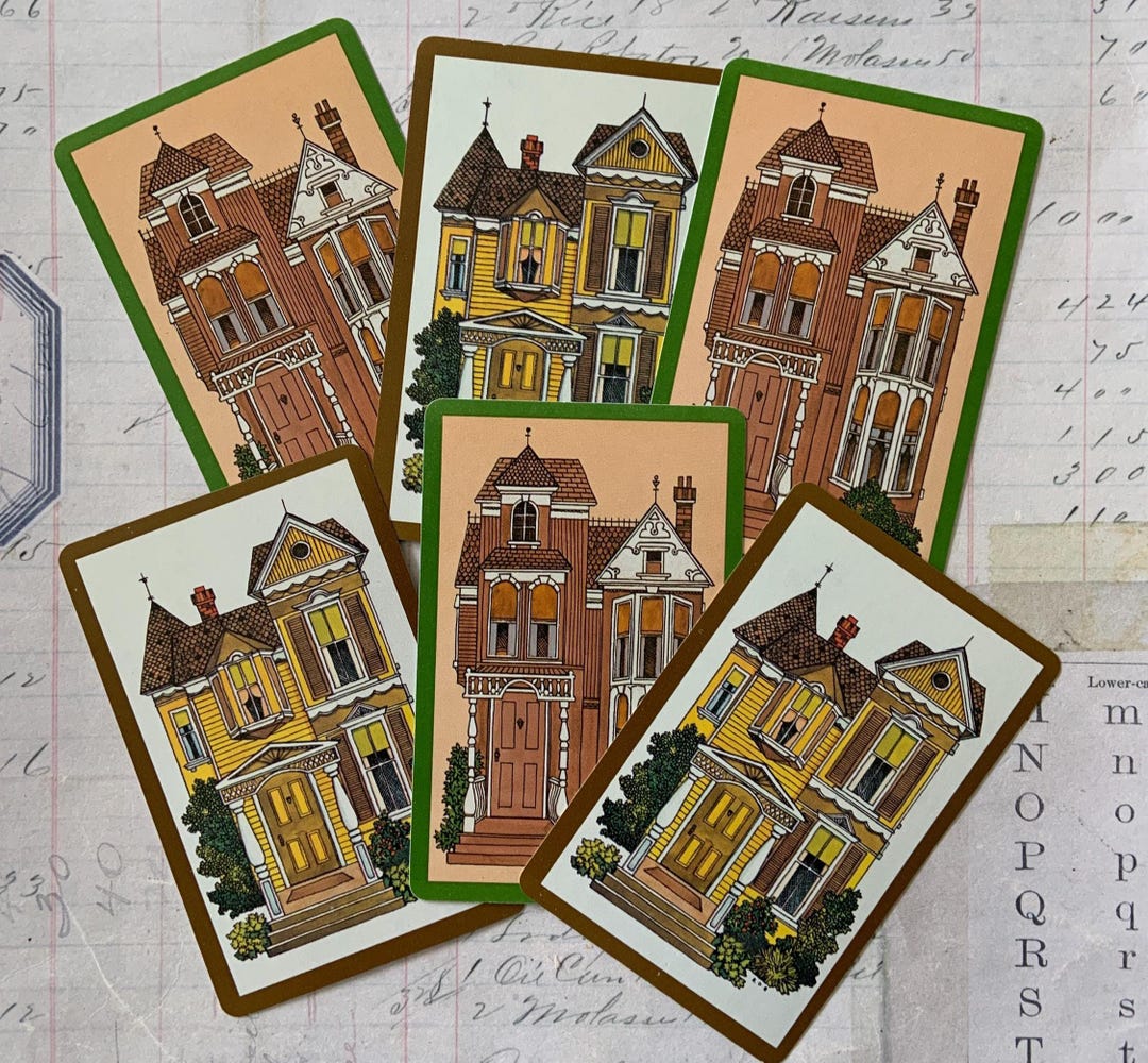 Retro Cards / 6 Vintage Victorian House Playing Cards -- Great for ...