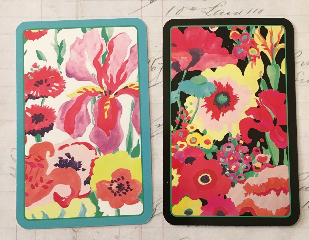 Mod Cards / 2 Vintage MOD Floral Playing Cards Great for Mixed Media ...