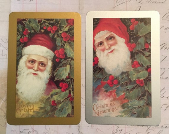 SANTA Cards / 2 SANTA Claus Playing Cards Great for Altered | Etsy