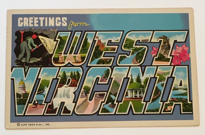 Large Letters POSTCARD / Vintage Greetings From WEST VIRGINIA | Etsy