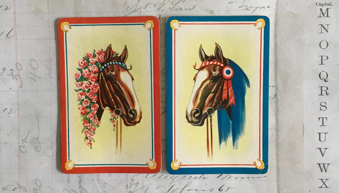Horse Cards / 2 Vintage Single Horse Playing Cards Great for Mixed ...