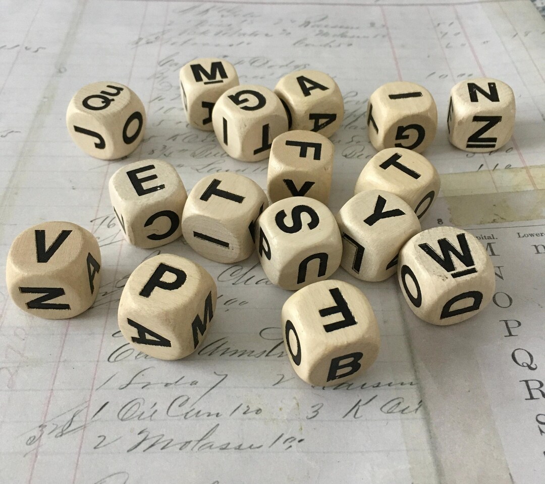 BOGGLE DICE / 16 Vintage BOGGLE Letter Word Dice Game Pieces Wooden ...