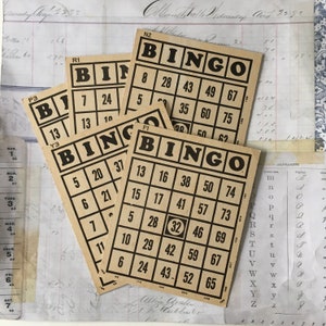 Bingo Cards / 5 Vintage Bingo Cards Tan & Black Great for Alter Arts ...