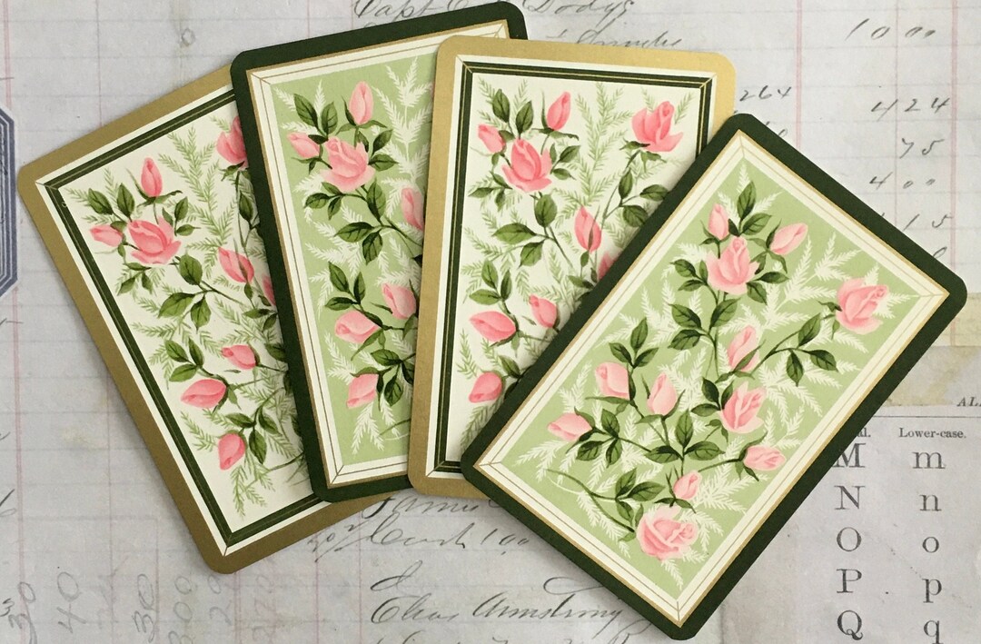 Floral Swap Cards / 4 Vintage Roses Floral Playing Cards Great for ...