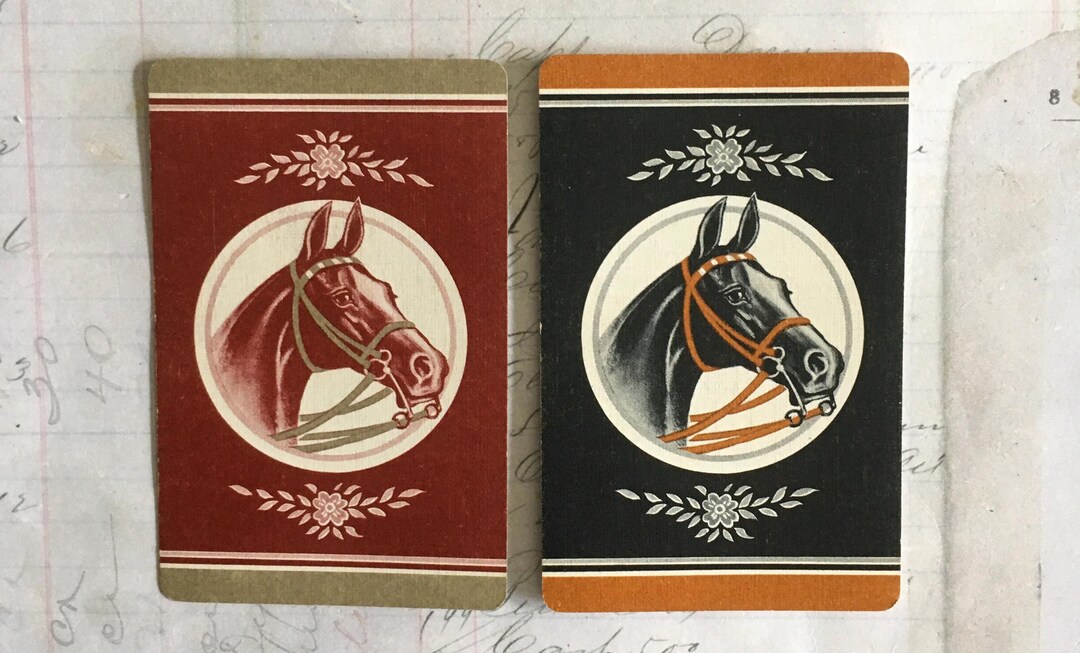 Horse Cards / 2 Vintage Single Horse Playing Cards Great for Mixed ...