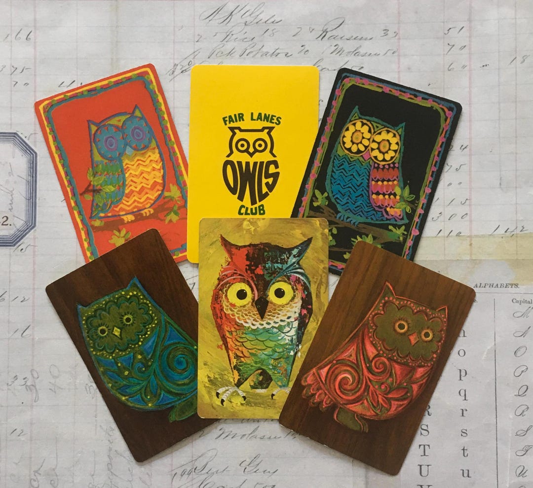 Owl Cards / 6 Vintage Retro OWL Playing Cards Assorted Lot - Great for ...