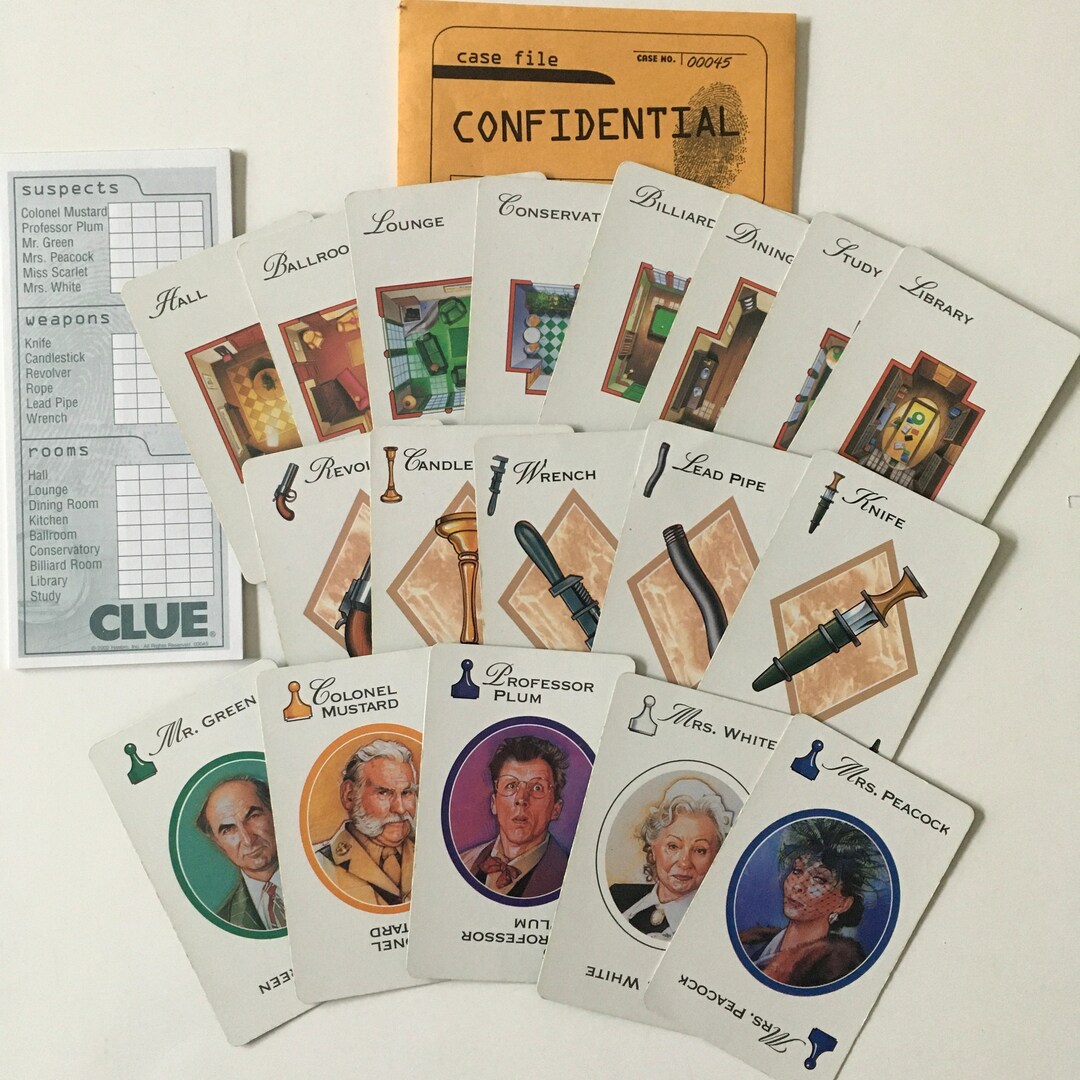 CLUE Cards / 18 Vintage Clue Game Cards Great for Altered Art - Etsy