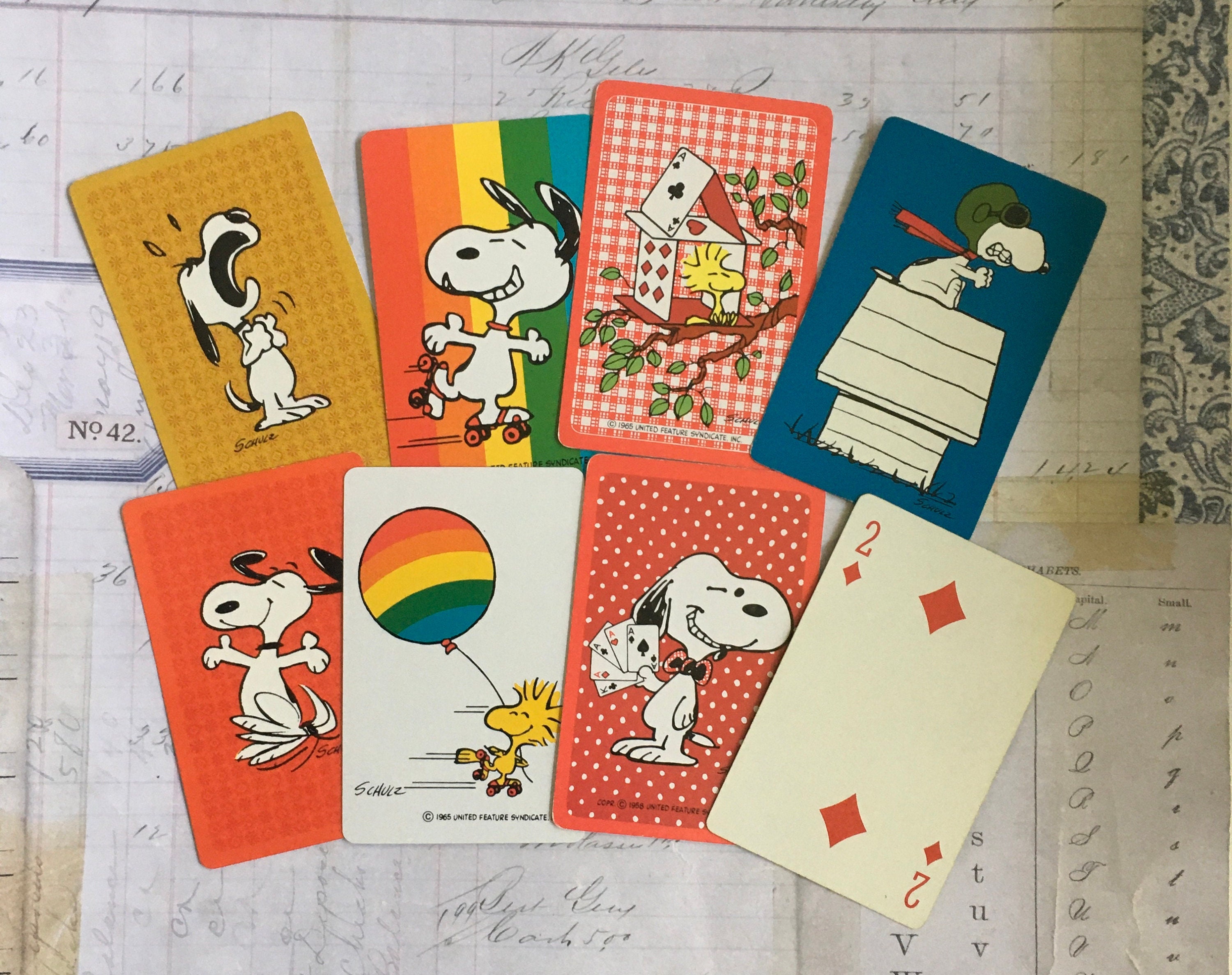 Snoopy Cards / 8 Vintage Snoopy Playing Cards by Hallmark Great for ...