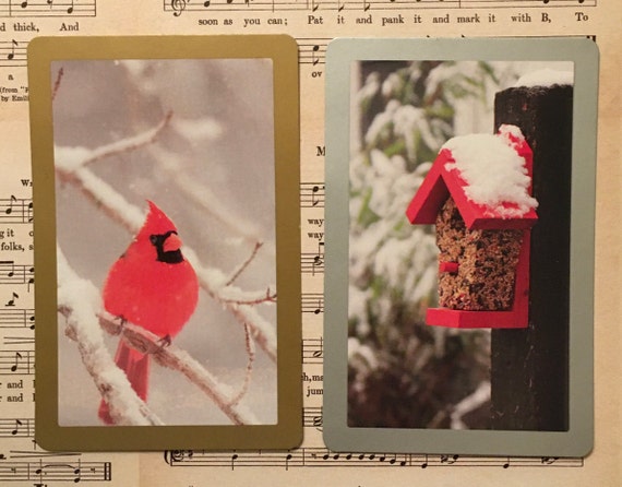 Bird Swap CARDS / 2 Vintage Red Cardinal Bird Playing Cards | Etsy