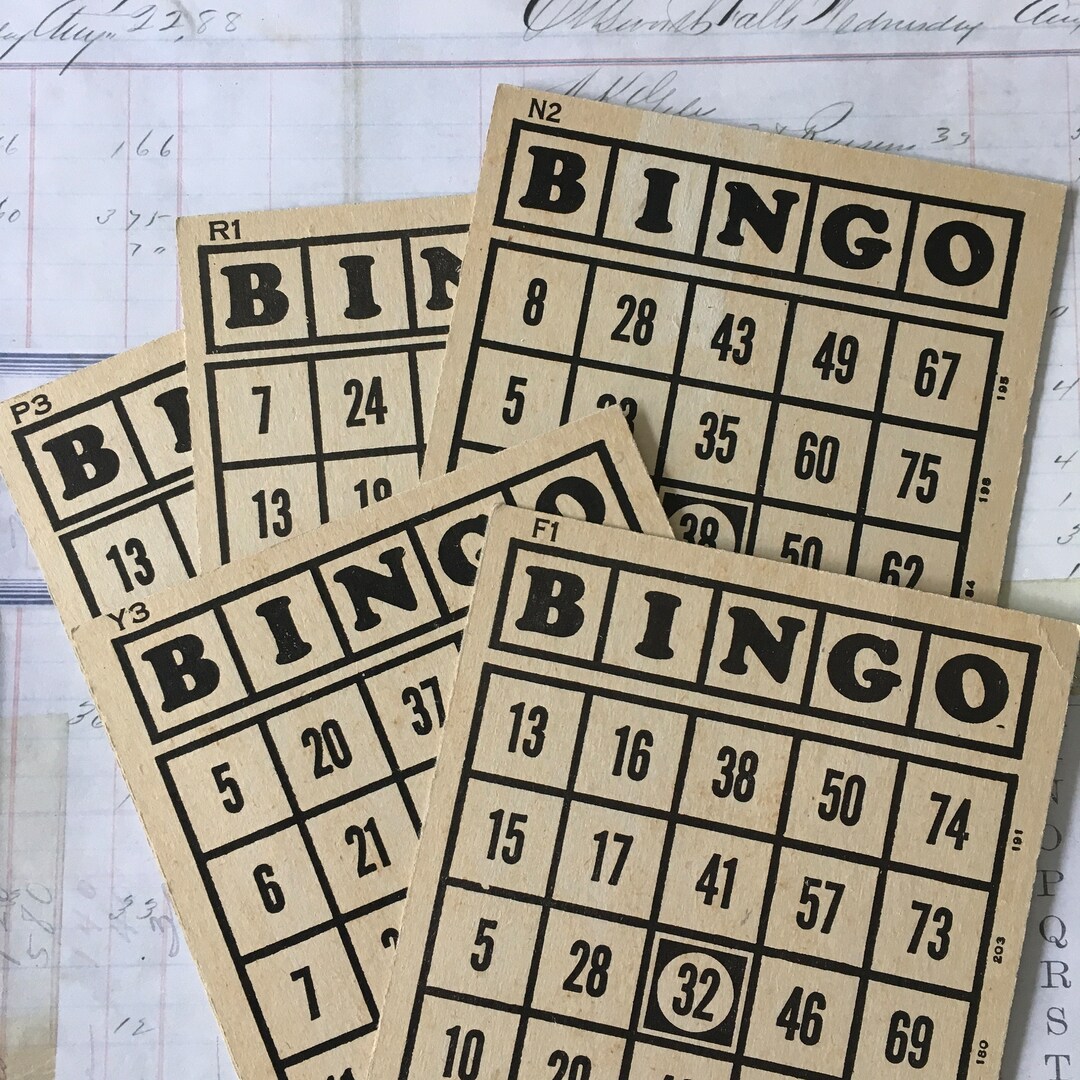 Bingo Cards / 5 Vintage Bingo Cards Tan & Black Great for Alter Arts ...
