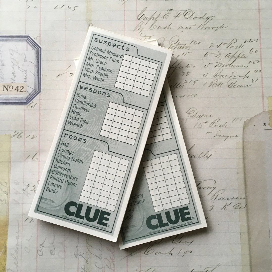 CLUE Score Sheets / Vintage Clue Game Pads Score Sheets Great - Etsy