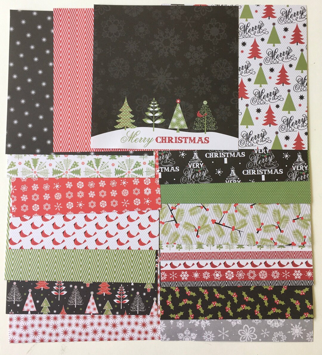Christmas Paper / 16 Sheets Christmas Scrapbook Paper / Christmas Card ...