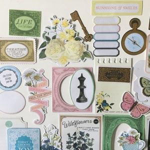 SCRAP PACK / 40 Pc. Floral Scrap Pack Embellishments Die Cuts Kit Great ...