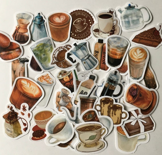 Coffee STICKERS / 40 Waterproof VINYL Stickers for Laptop | Etsy