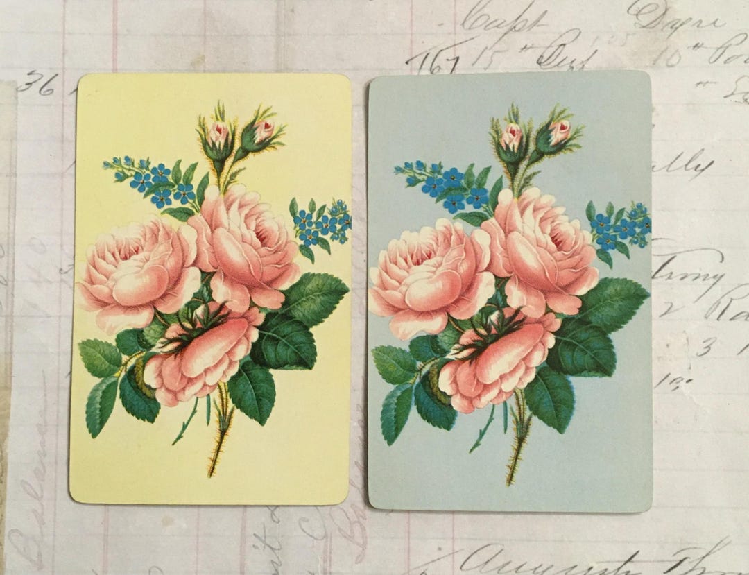 Rose Cards / 2 Vintage Floral Rose Playing Cards — Great for Mixed ...