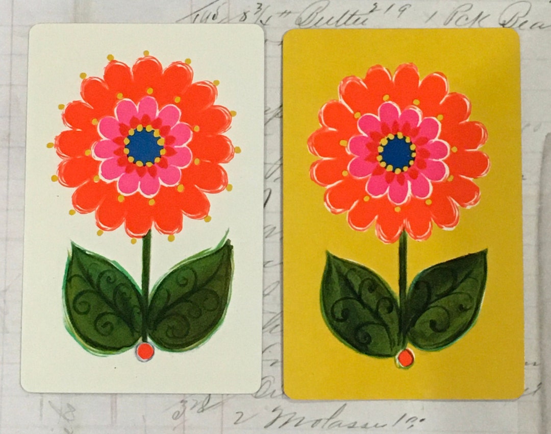 Daisy Cards / 2 Vintage MOD Daisy Cards Cute Retro Cards --great for ...
